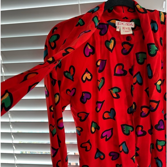 Escada | Tops | Escada Graffiti Heart Print Silk Blouse | Poshmark